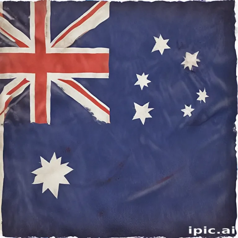 A Vintage Representation of the Australian Flag with Distressed Texture.