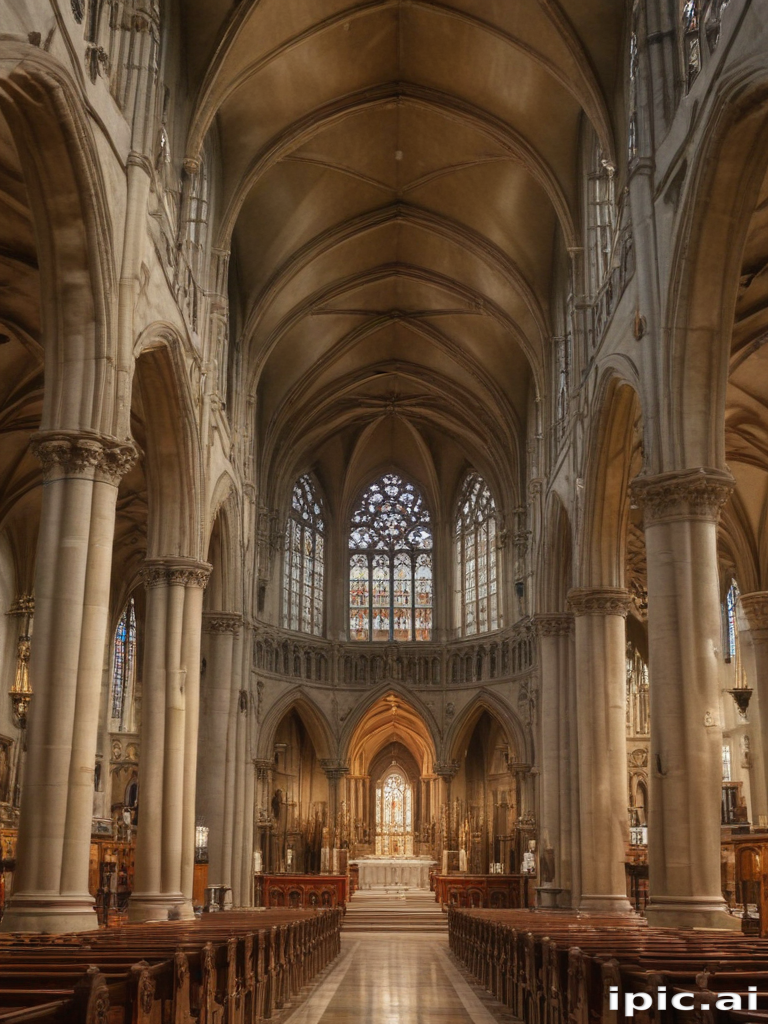 Awe-Inspiring Interior of a Grand Gothic Cathedral with Stunning ...