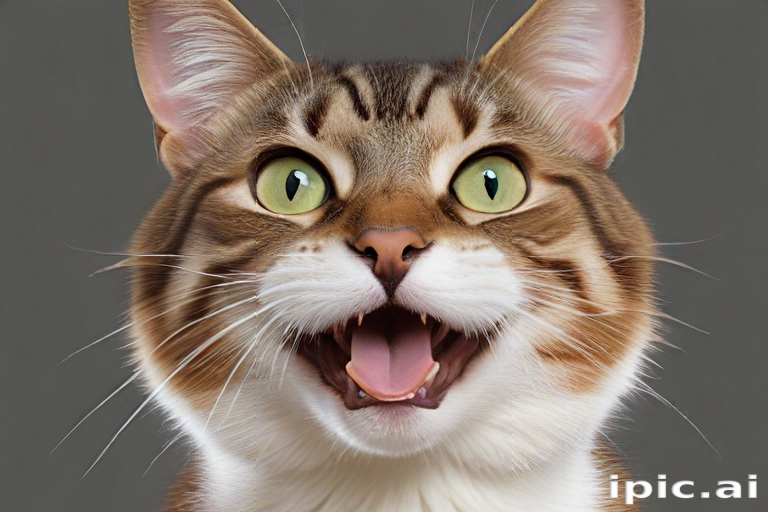 Excited Cat with Big Green Eyes Showing Joyful Expression and Enthusiasm
