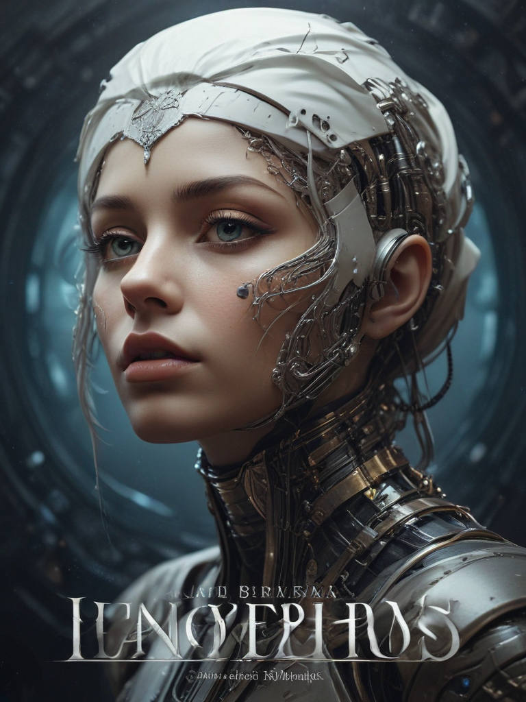 Futuristic Portrait of a Cybernetic Woman with Intricate Metallic Details
