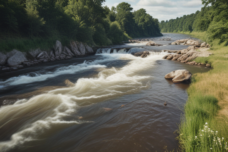 river flowingo realistic style