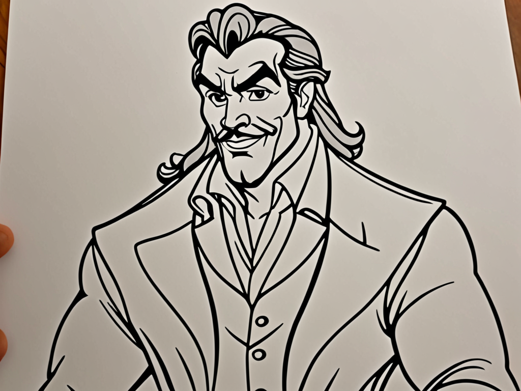 Gaston from the cartoon Beauty and the Beast line art