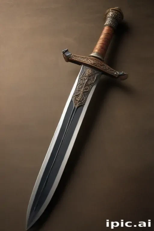 Intricately Designed Sword with Ornate Handle and Gleaming Blade