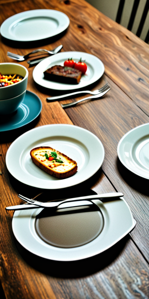 A image of wooden table with plates
