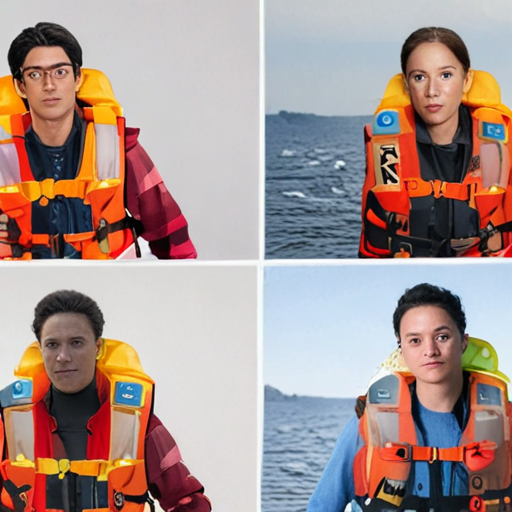 People with and without life vest