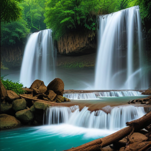 Serene Waterfalls Cascading into a Tranquil Pool Surrounded by Lush ...