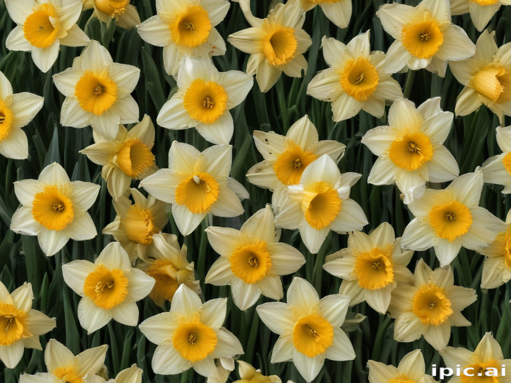Vibrant Field of Blooming Daffodils Showcasing Nature's Beautiful Spring Colors