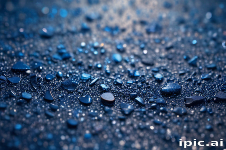 Close-Up of Glimmering Water Droplets on a Dark, Textured Surface