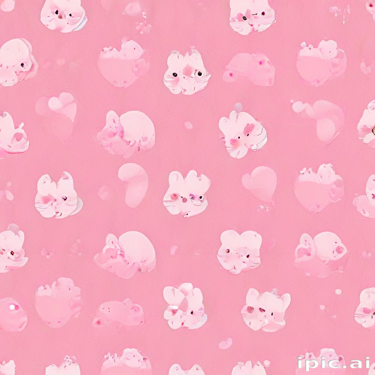 Adorable Pink Pattern Featuring Cute Cartoon Animals and Heart Shapes