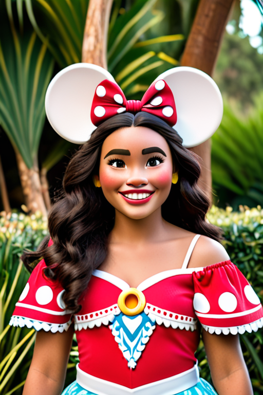 Moana from disneyland Paris ears of minnie mouse human smile 3D together