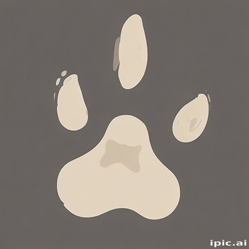 A Large Animal Paw Print on a Soft Gray Background Design.