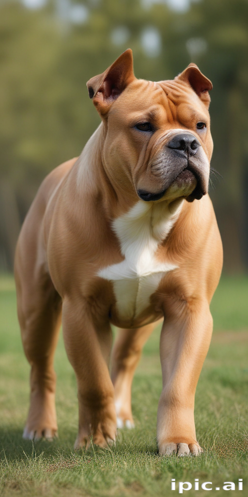 A Strong and Confident Dog Striding Through a Lush Green Park.