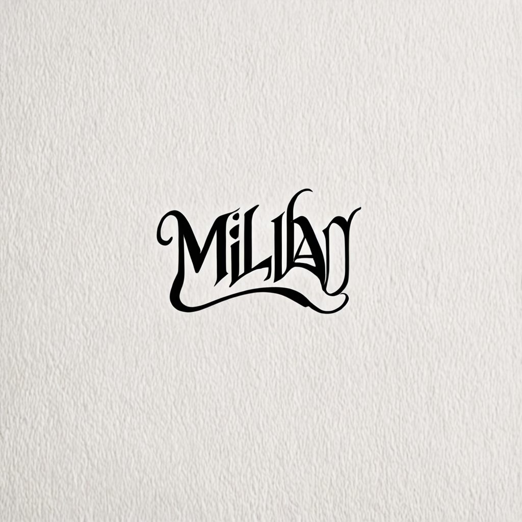 black white design with the word "milian"