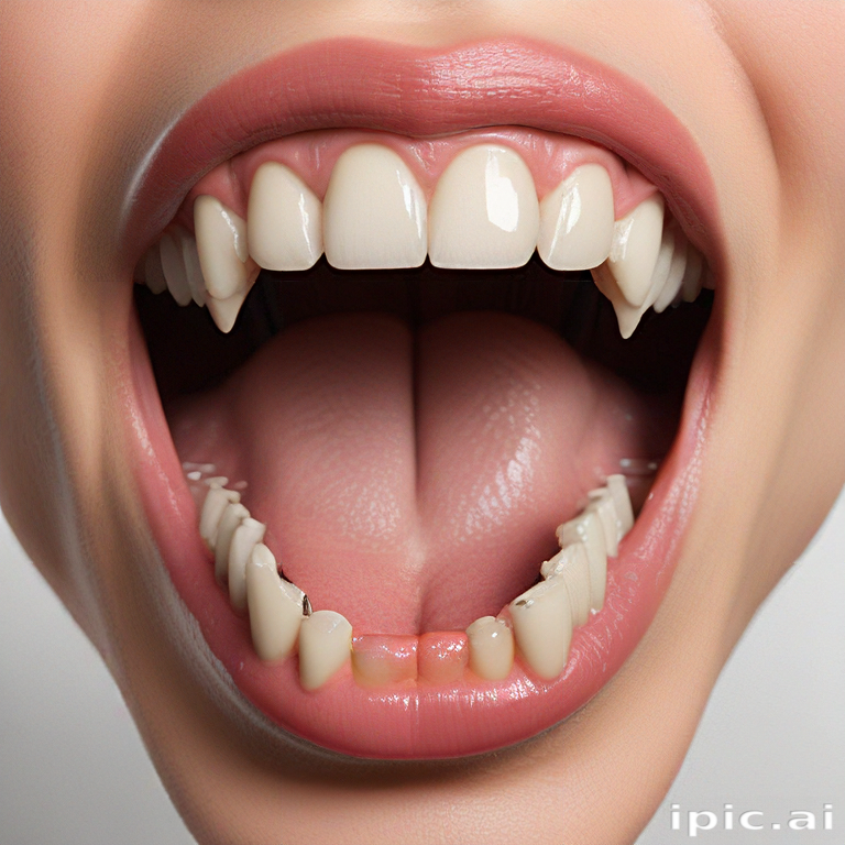 Close-Up of an Open Mouth Displaying Perfectly Aligned White Teeth