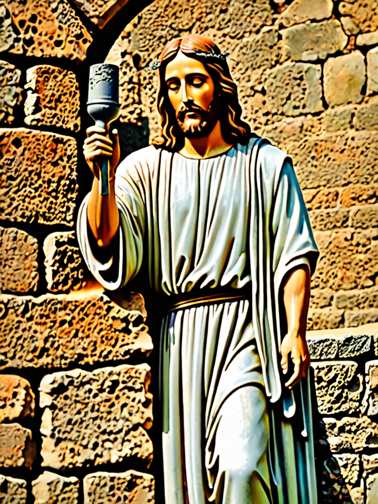 jesus behind a mortar