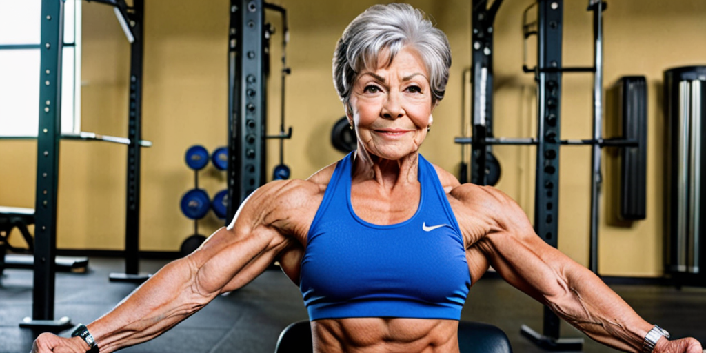 female veins ripped chest big giant muscle mean face grandma flexing ...