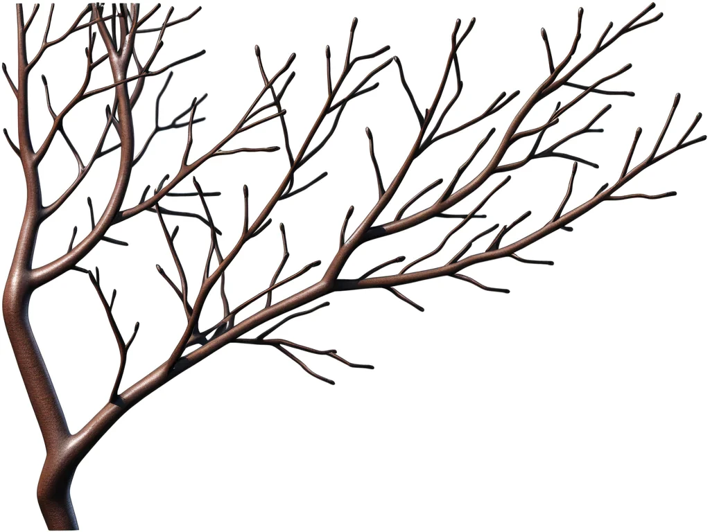 Intricate Branch Structure of a Leafless Tree Against a White Background