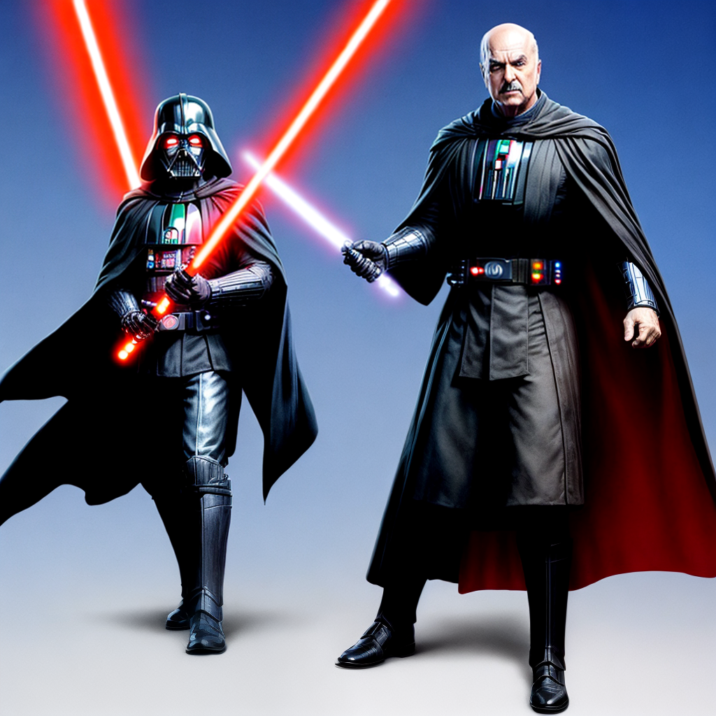 dr phil as a sith lord with a red lightsaber