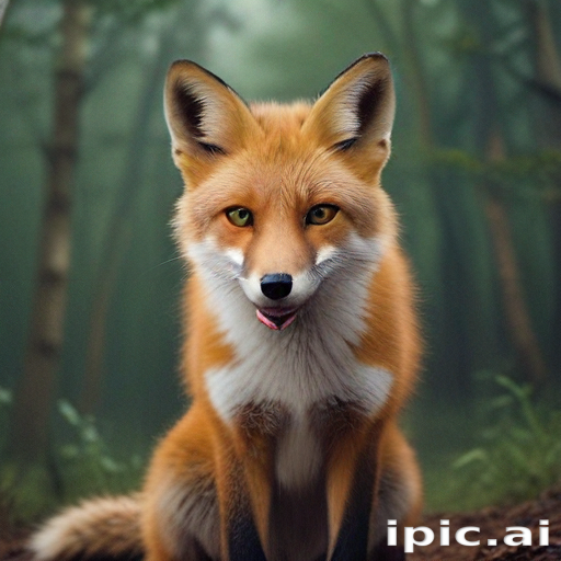 Majestic Fox with Striking Features in a Lush Forest Setting