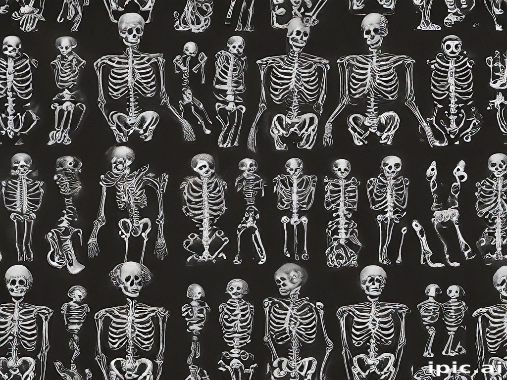 A Creative Collection of Various Skeletons in Unique Poses and ...