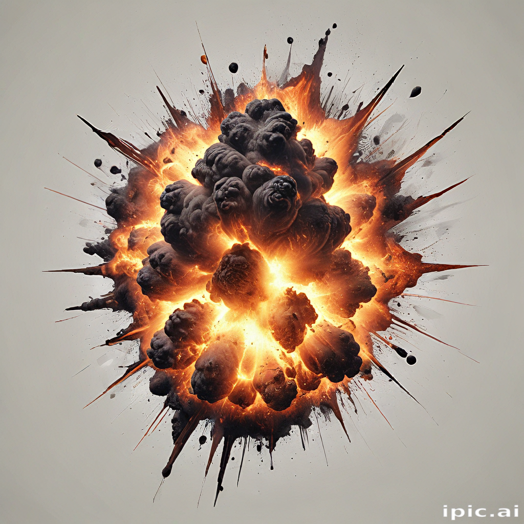 A Powerful Explosion Creating Dramatic Flames and Debris in Mid-Air
