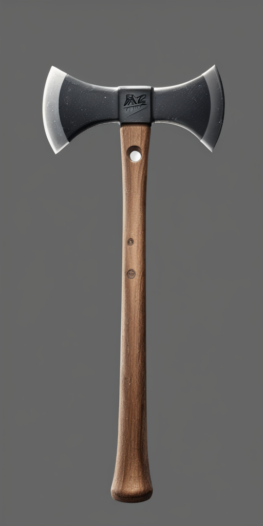 Stylish Double-Edged Axe with Wooden Handle and Modern Design Features