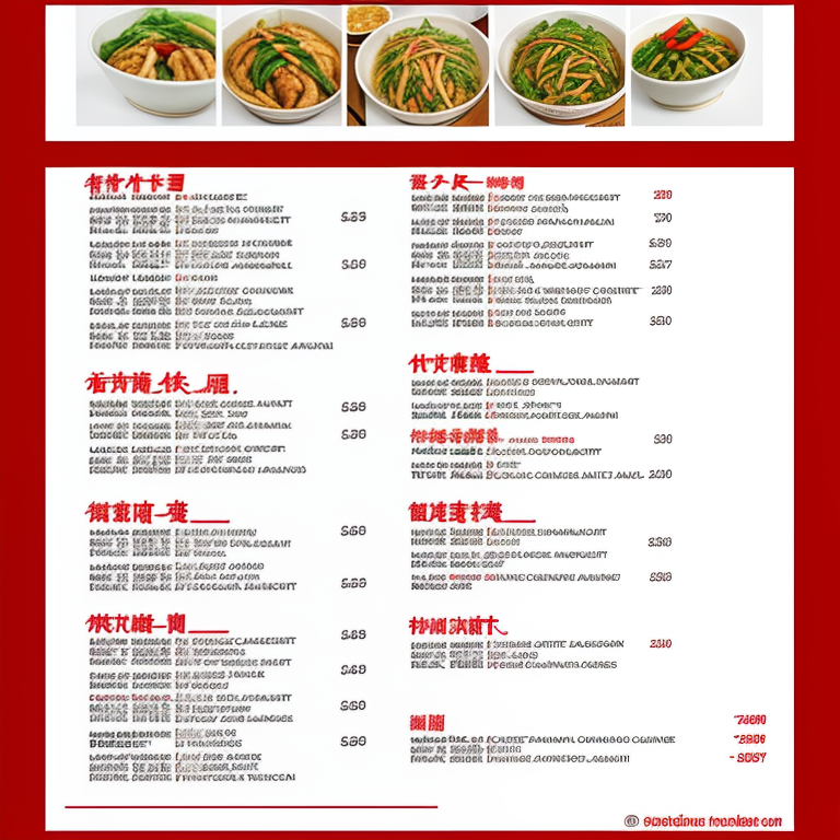 Delicious Asian Cuisine Menu Featuring Varied Noodle Dishes and Prices