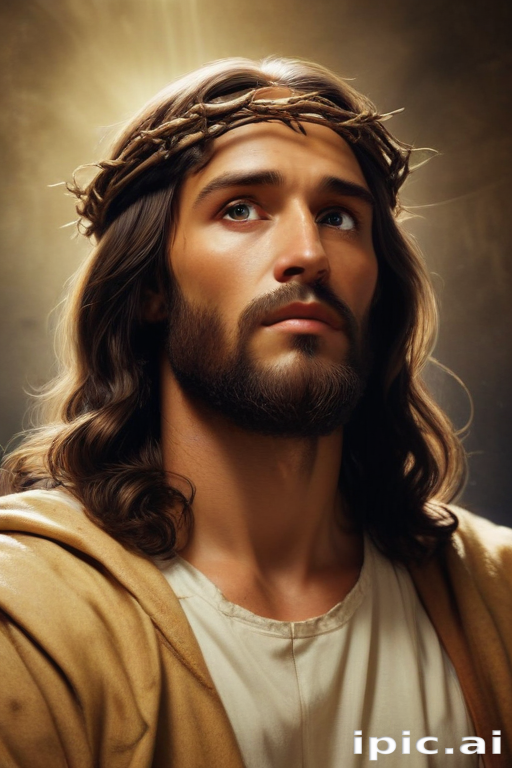 Portrait of a Thoughtful Man with a Crown and Serene Expression