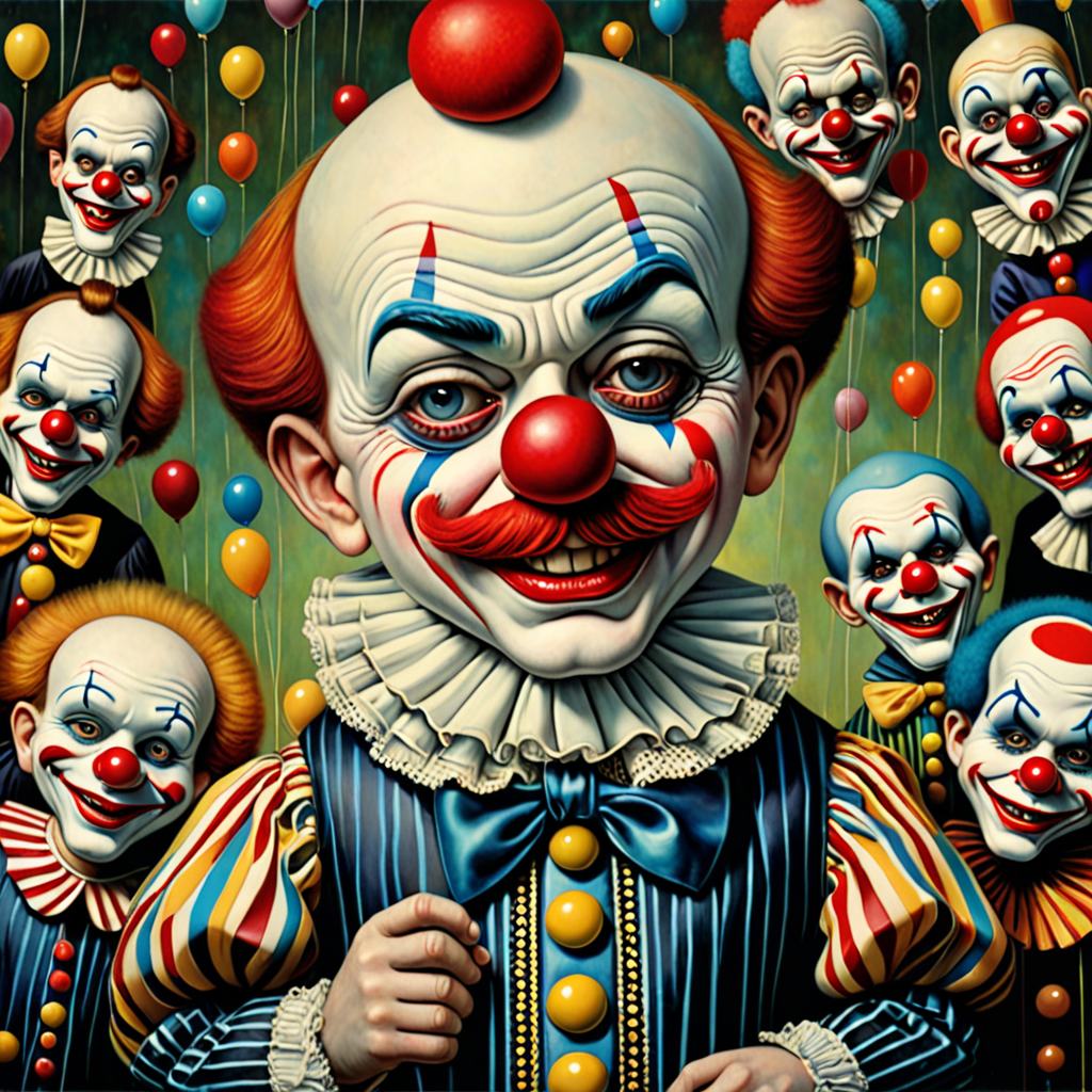 A bunch of clowns Mark Ryden style, high resolution