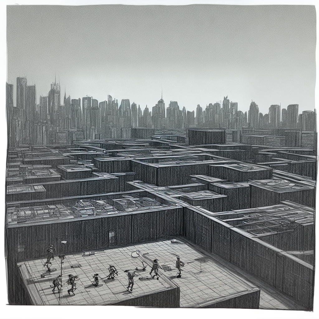 HELIPAD ON ROOFTOP. CLOSE LOOK. COMIC BOOK. SKETCH STYLE. BLACK AND WHITE.