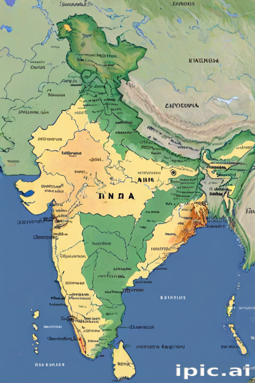 Political Map of India Highlighting States and Major Geographic Features