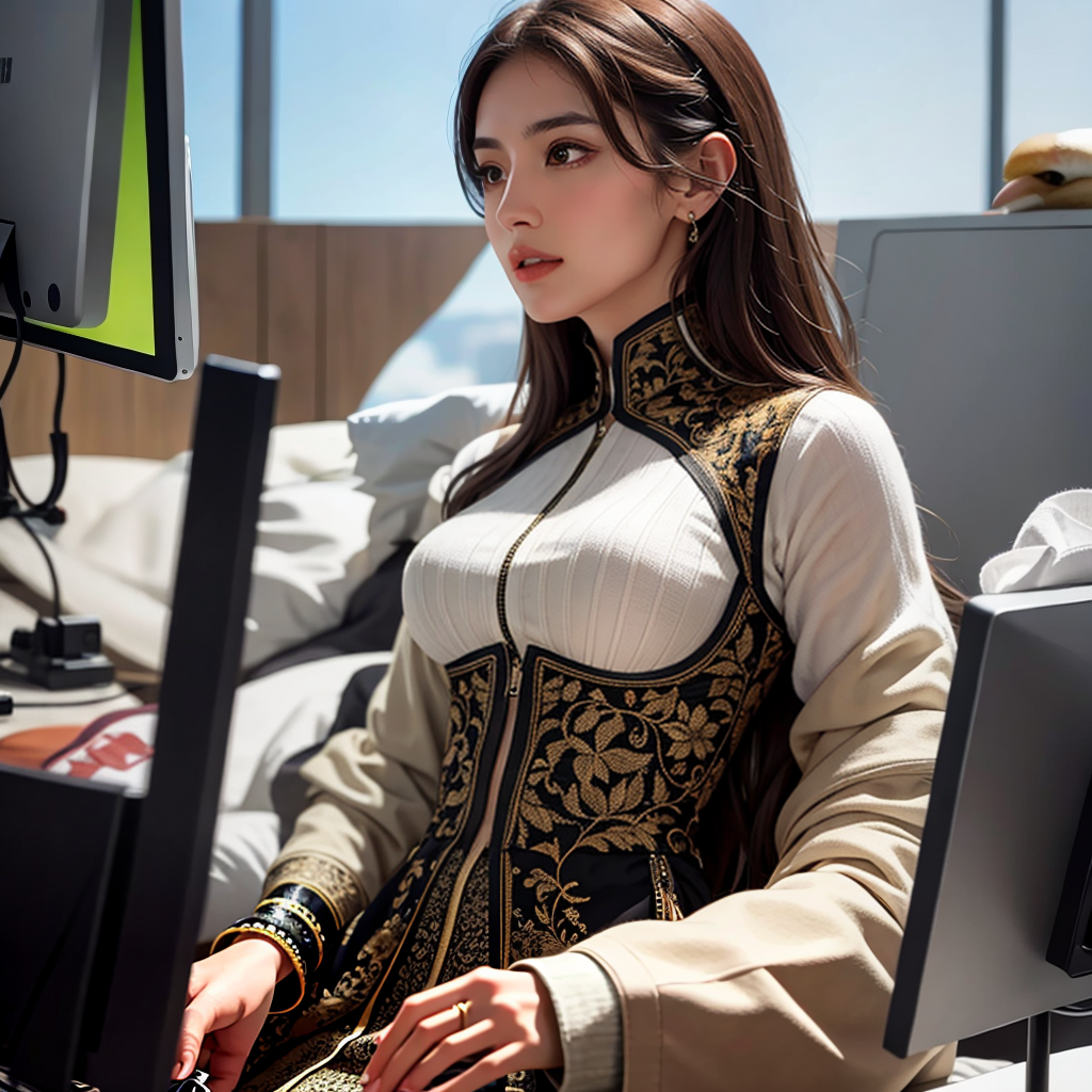 A girl with brown hair, green eyes, eagle nose, tall, logical, computer ...