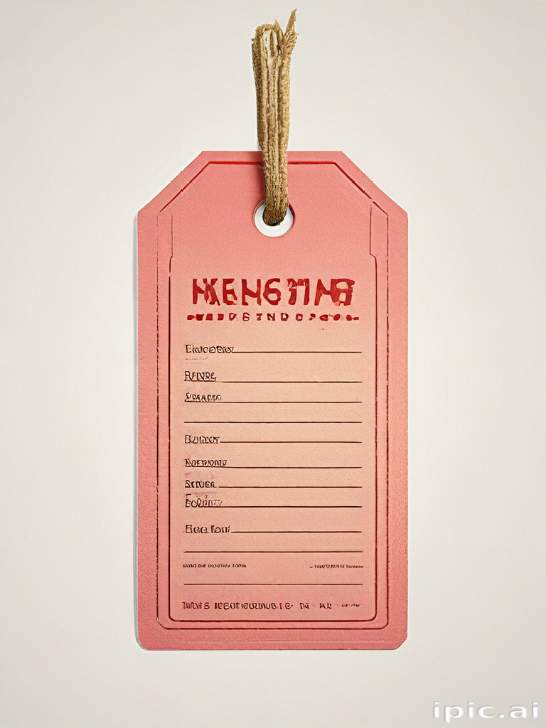 Stylish Pink Tag Featuring Spaces for Personal Information and Details
