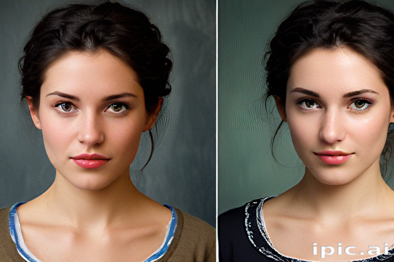 Side-by-Side Comparison of Two Portraits Featuring a Young Woman's Beauty