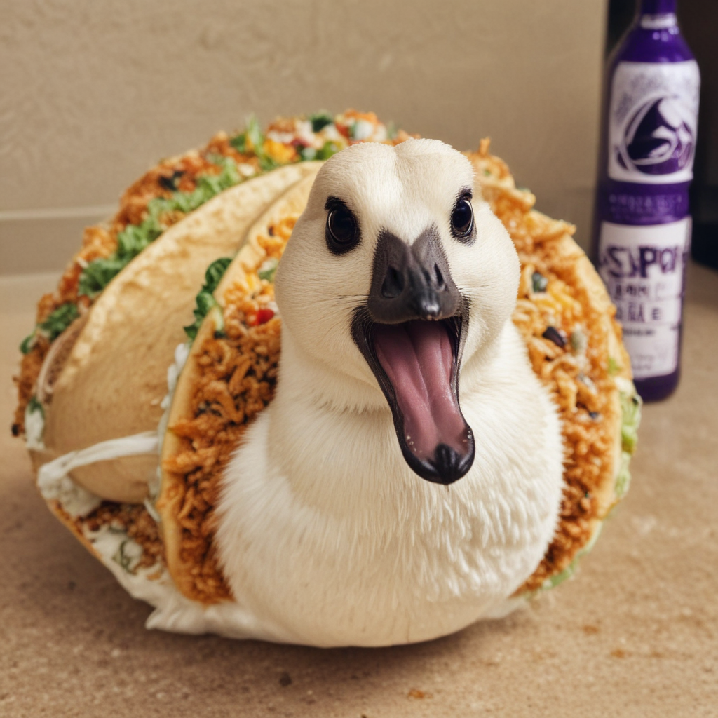 Goose Wayne eating Taco Bell