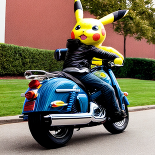 pikachu driving a motocicle
