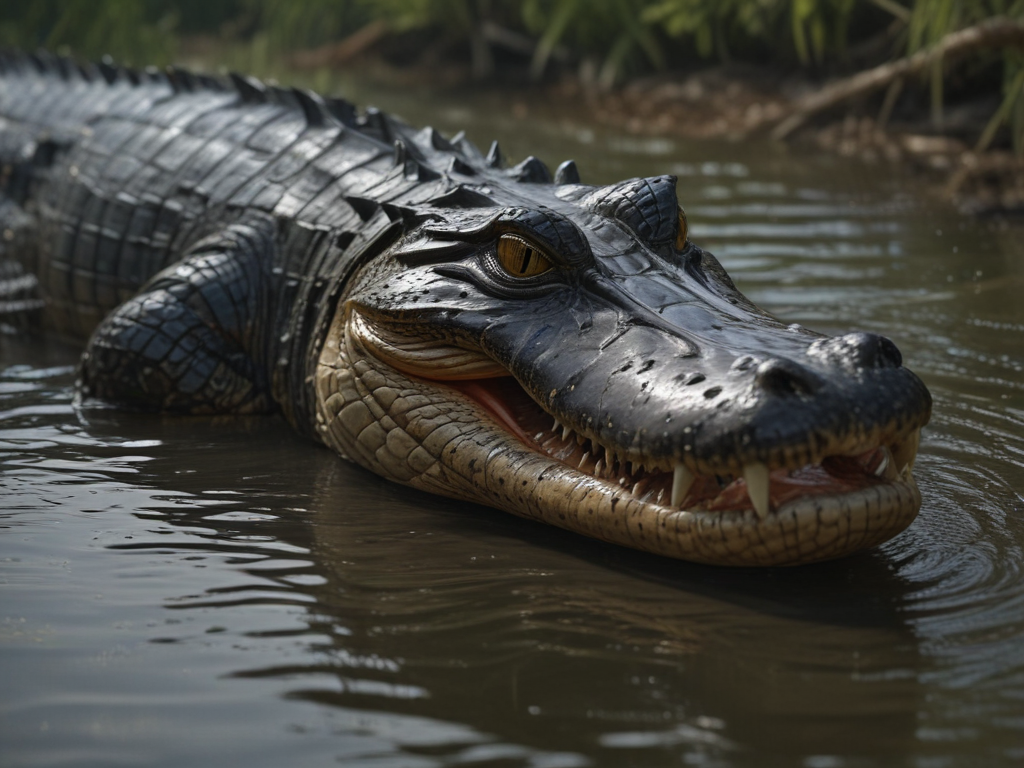 Majestic Alligator Lurking in the Serene Waters of Its Habitat