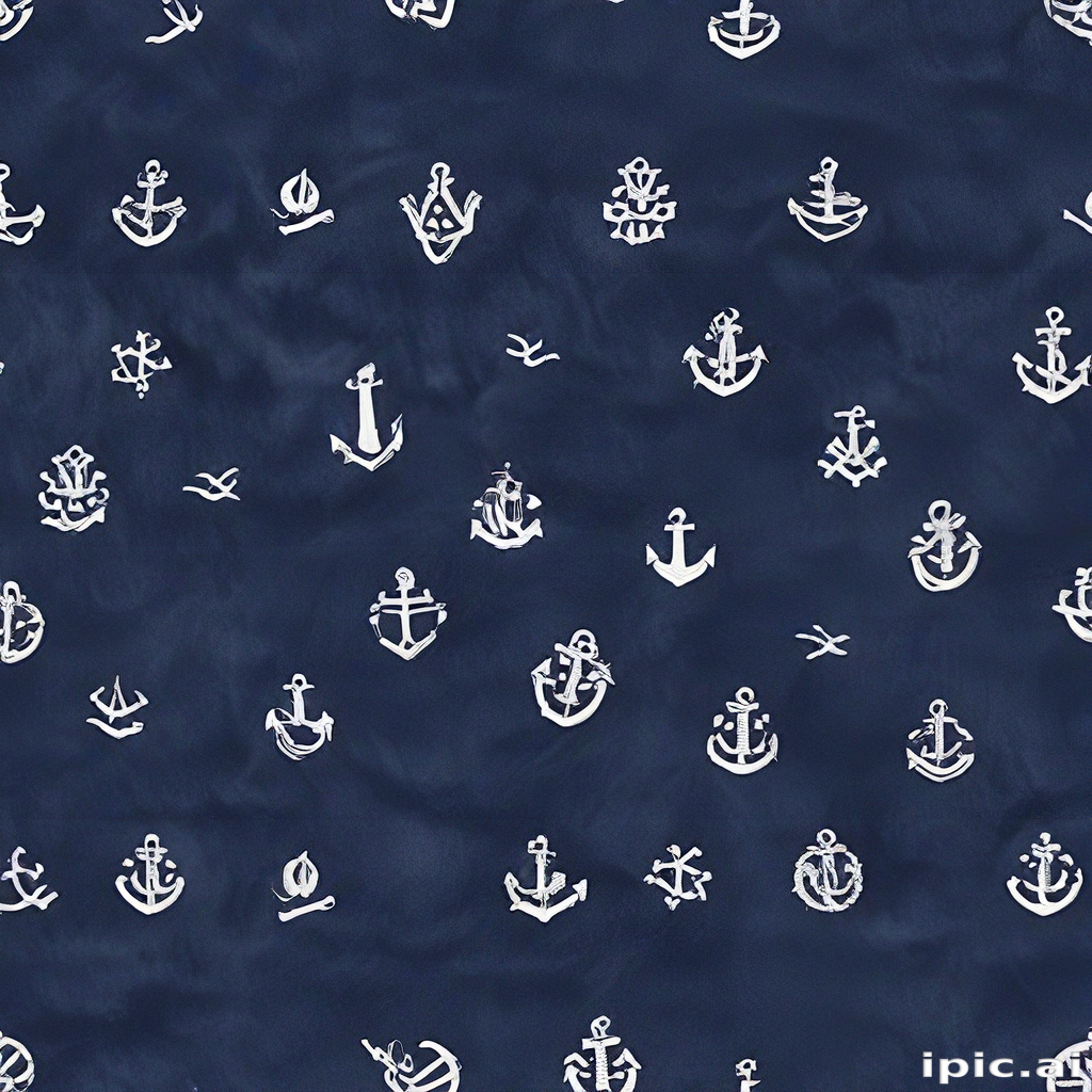 Pattern of Various Nautical Anchors on a Dark Blue Background
