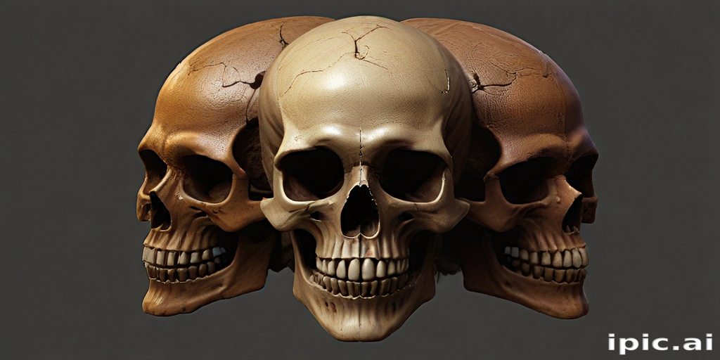 Intricate Display of Three Distinct Skulls Showcasing Unique Textures ...