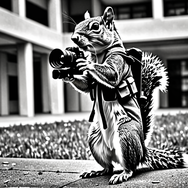 Military squirrel with a camera, stealthy Scary with vest. Tactical ...