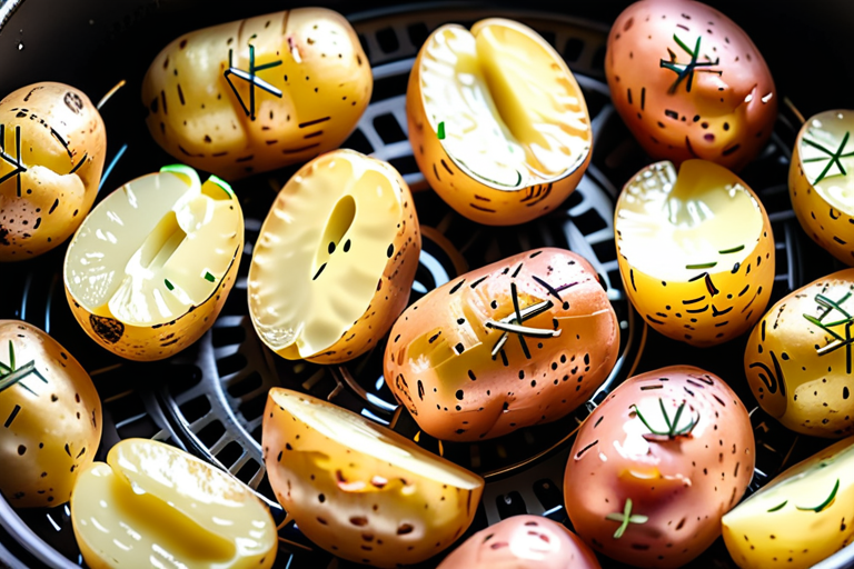 Creative Arrangement of Colorful Potatoes Decorated with Fresh Chives ...