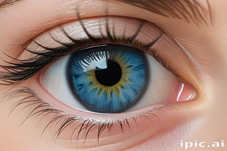 Close-Up of a Stunning Blue and Yellow Eye with Detailed Lashes