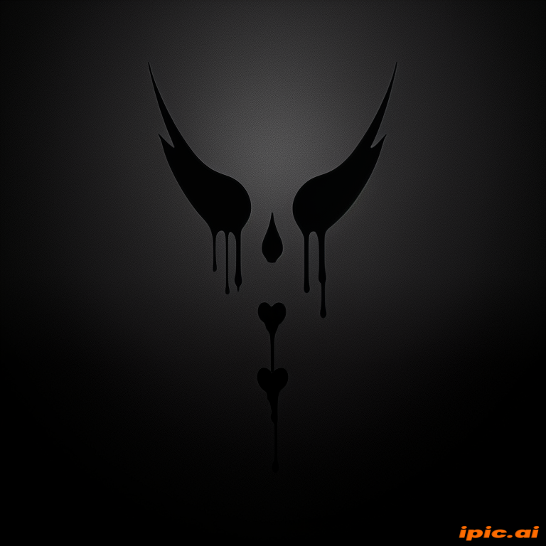 Dark and Mysterious Symbol with Dripping Elements on a Black Background