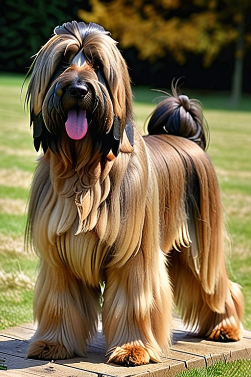 A Majestic Dog with Luxurious Long Fur Standing Proudly Outdoors.