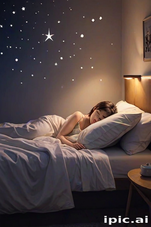 Dreamy Night: A Peaceful Girl Sleeping Under a Starry Sky