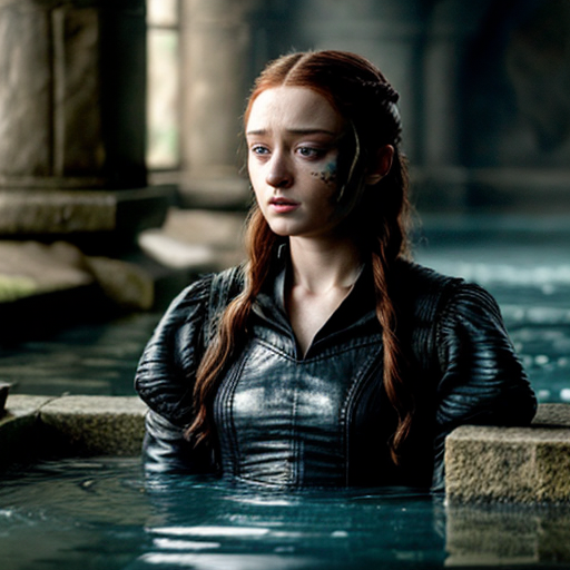 Sansa seductive hypnotizing Arya Stark in bath