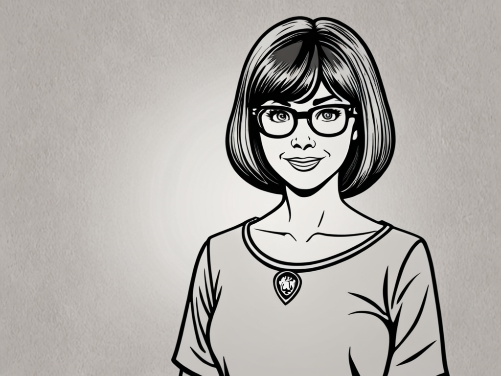 Velma fron cartoon Scooby-Doo line art