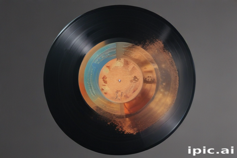 Vintage Vinyl Record with Artistic Dust and Unique Color Contrast Display