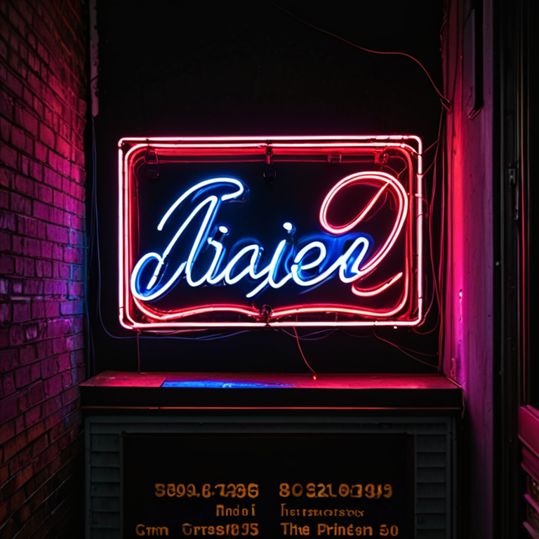 jintai is a name on a neon sign surreal art