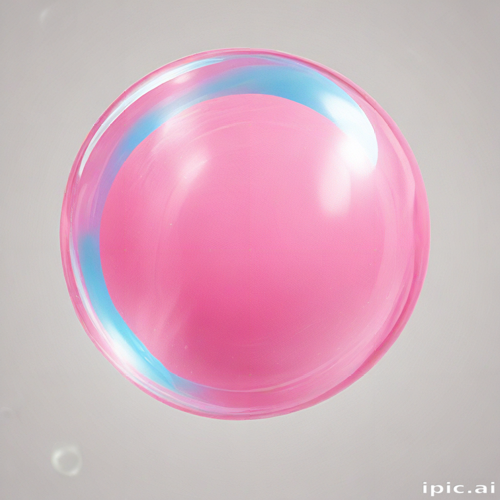 A Beautifully Floating Pink Bubble with a Soft Blue Reflection.